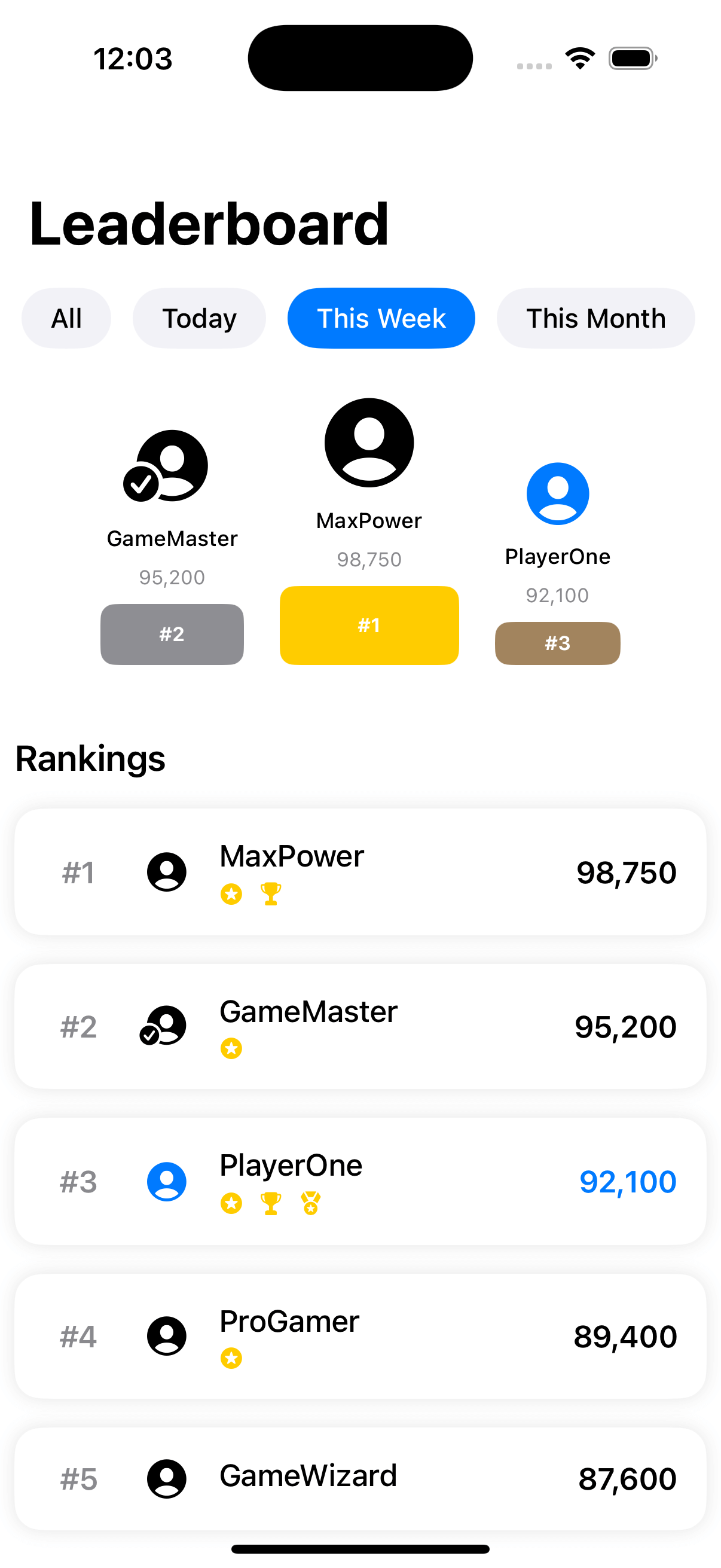 Game Leaderboard | SwiftUI Template